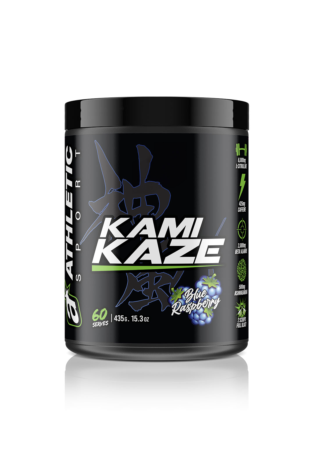 ATHLETIC SPORTS – Kami Kaze Pre Workout: Blueberry Raspberry – Wagga Supps