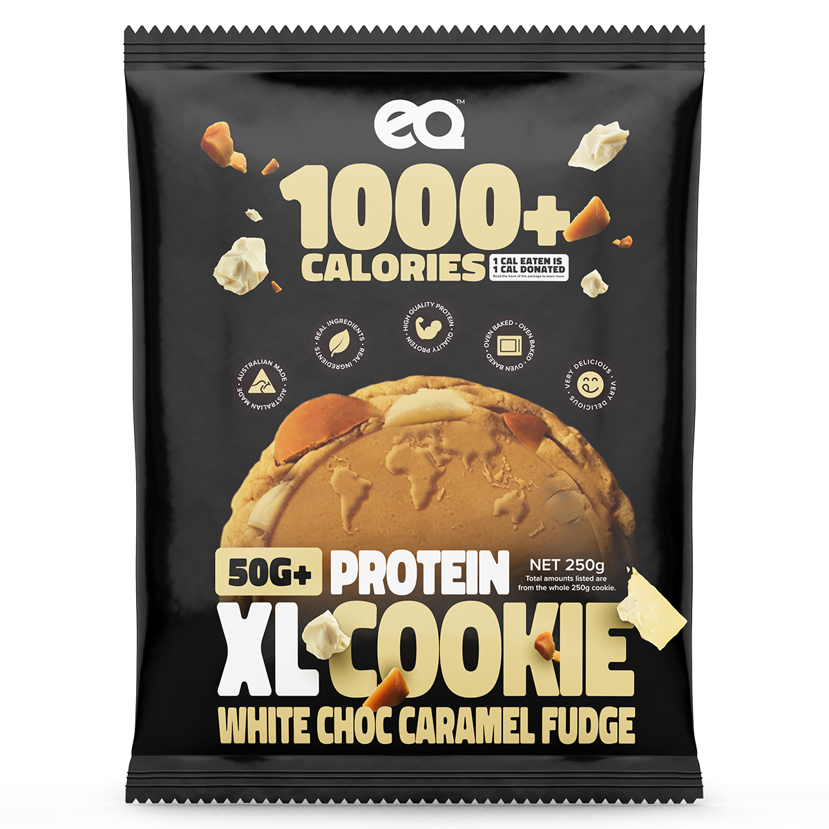 EQ – XL 1000 Cal Protein Cookie: White Choc Caramel Fudge – Wagga Supps